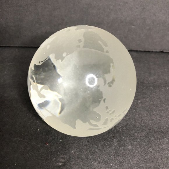 Unknown | Accents | Vintage Globe Glass Paperweight Clear Frosted World ...